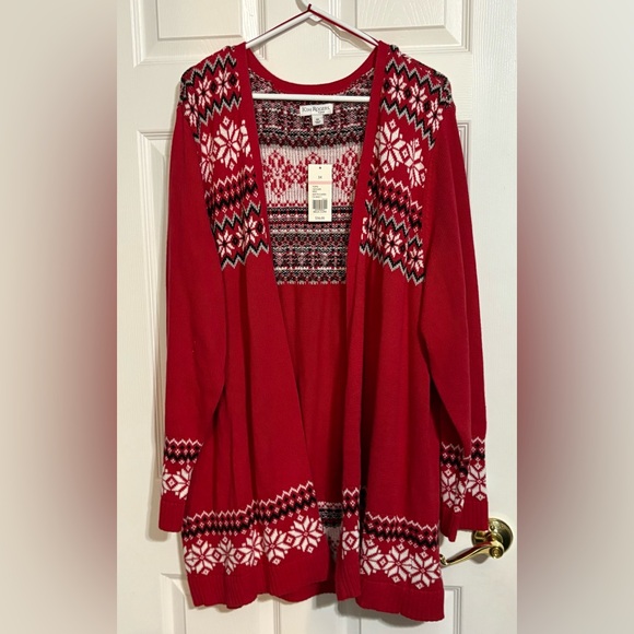 Kim Rogers | Sweaters | Kim Rogers Curvy Red Snowflake Cardigan 3x Nwt ...